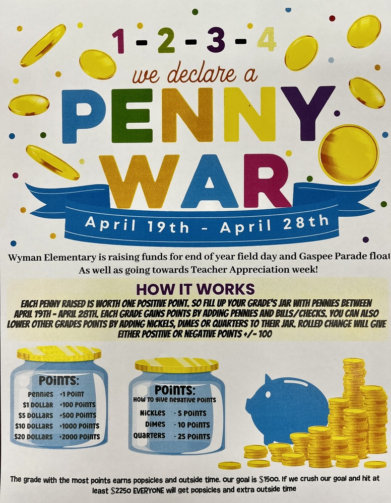Penny War Fundraiser 4/19-4/28 | E.T. Wyman Elementary